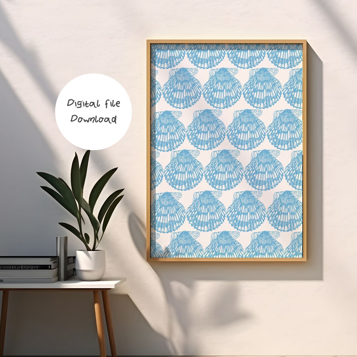 Seashells Seamless Pattern Printable Wall Art Minimalist Digital Print ...