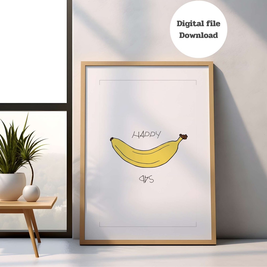 Minimalist Banana ,banana Print for Funny Kitchen, Fruit Wall Art ...