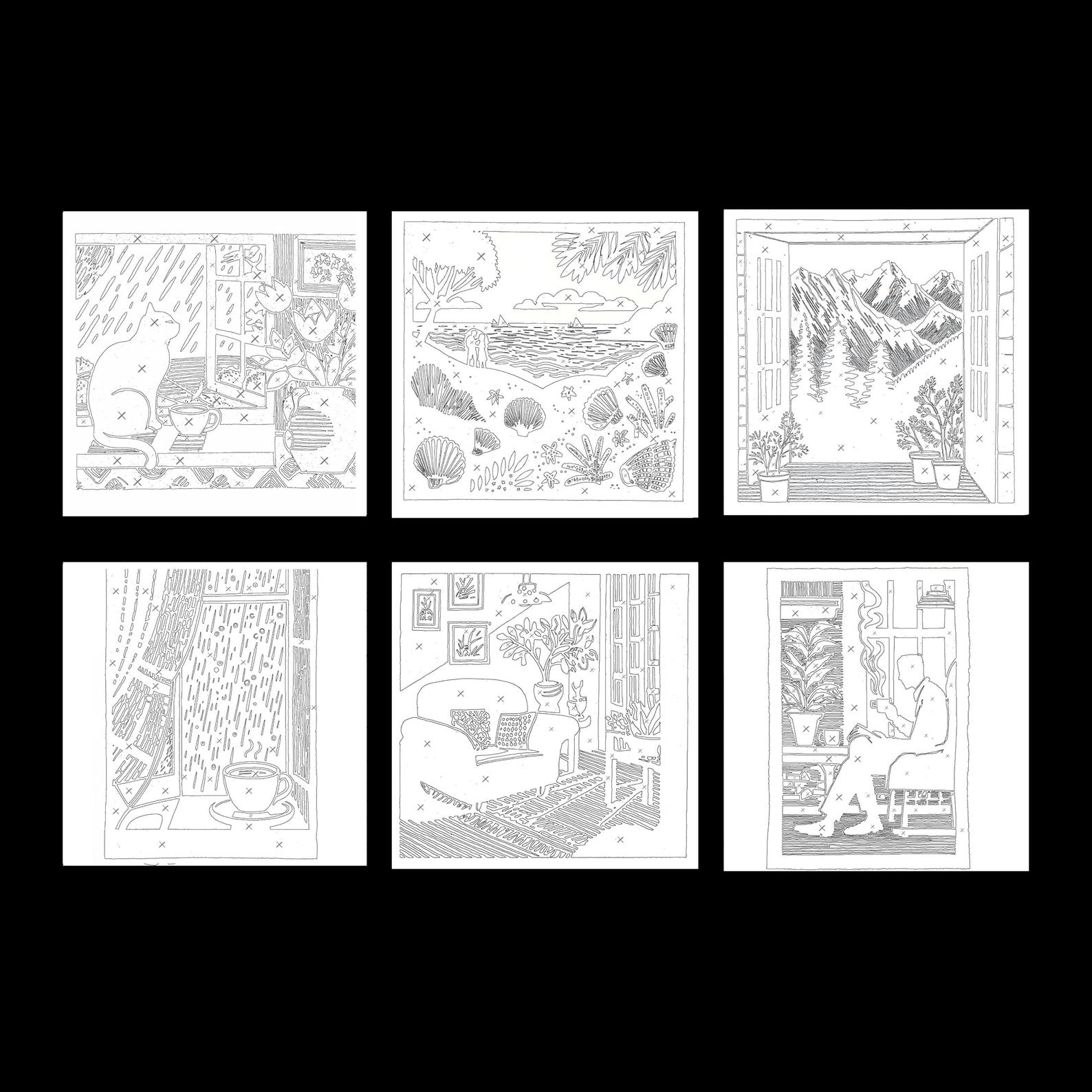 30 Cozy in Monochrome Coloring Pages | Mindful Designs (PDF Printable ...