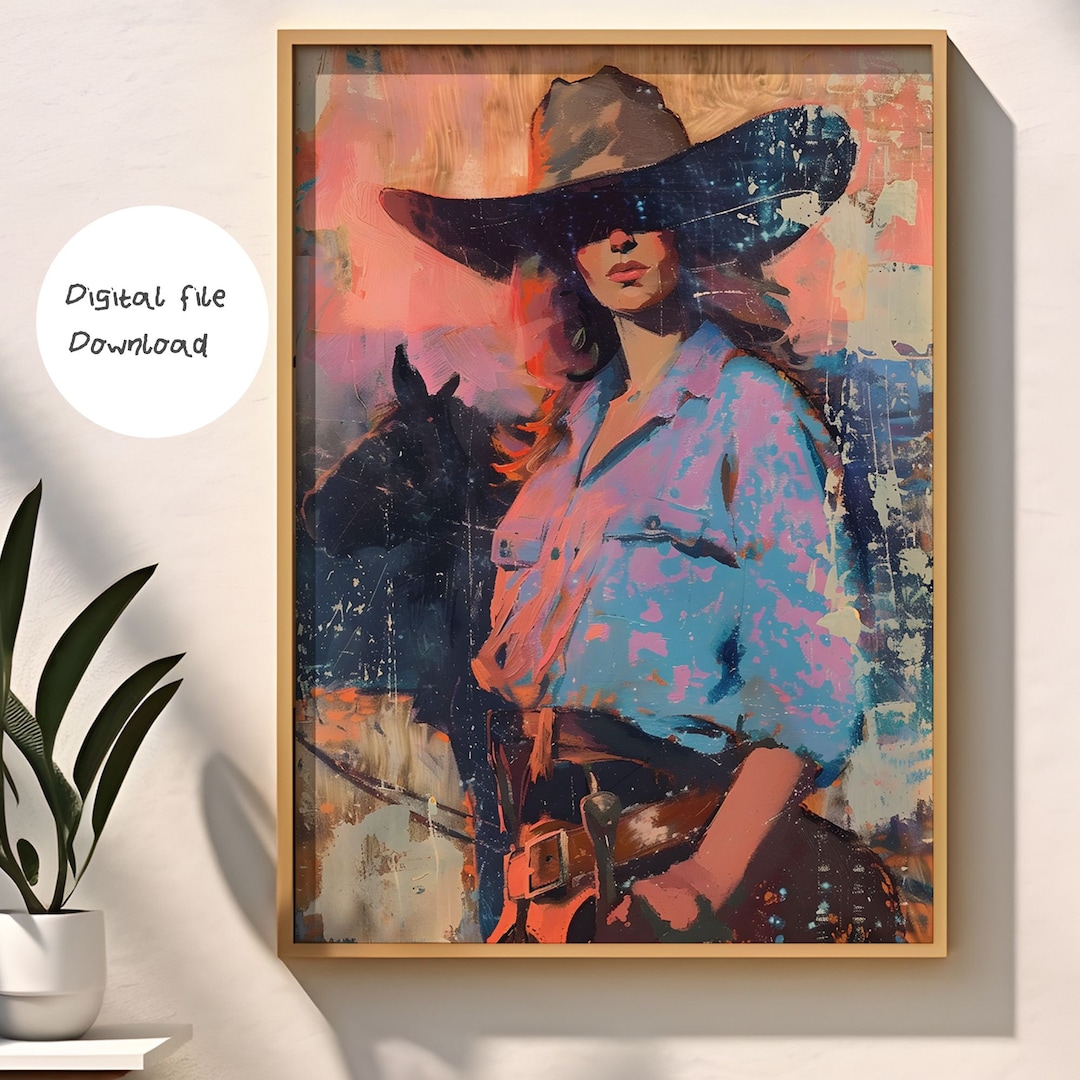 Coastal Cowgirl Wall Art,girly Wall Art, Apertment Wall Decor, Retro ...