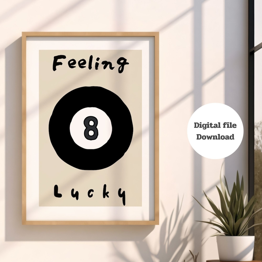 Feeling Lucky 8 Ball Print, Aesthetic Retro Poster, 8 Ball Cherries ...