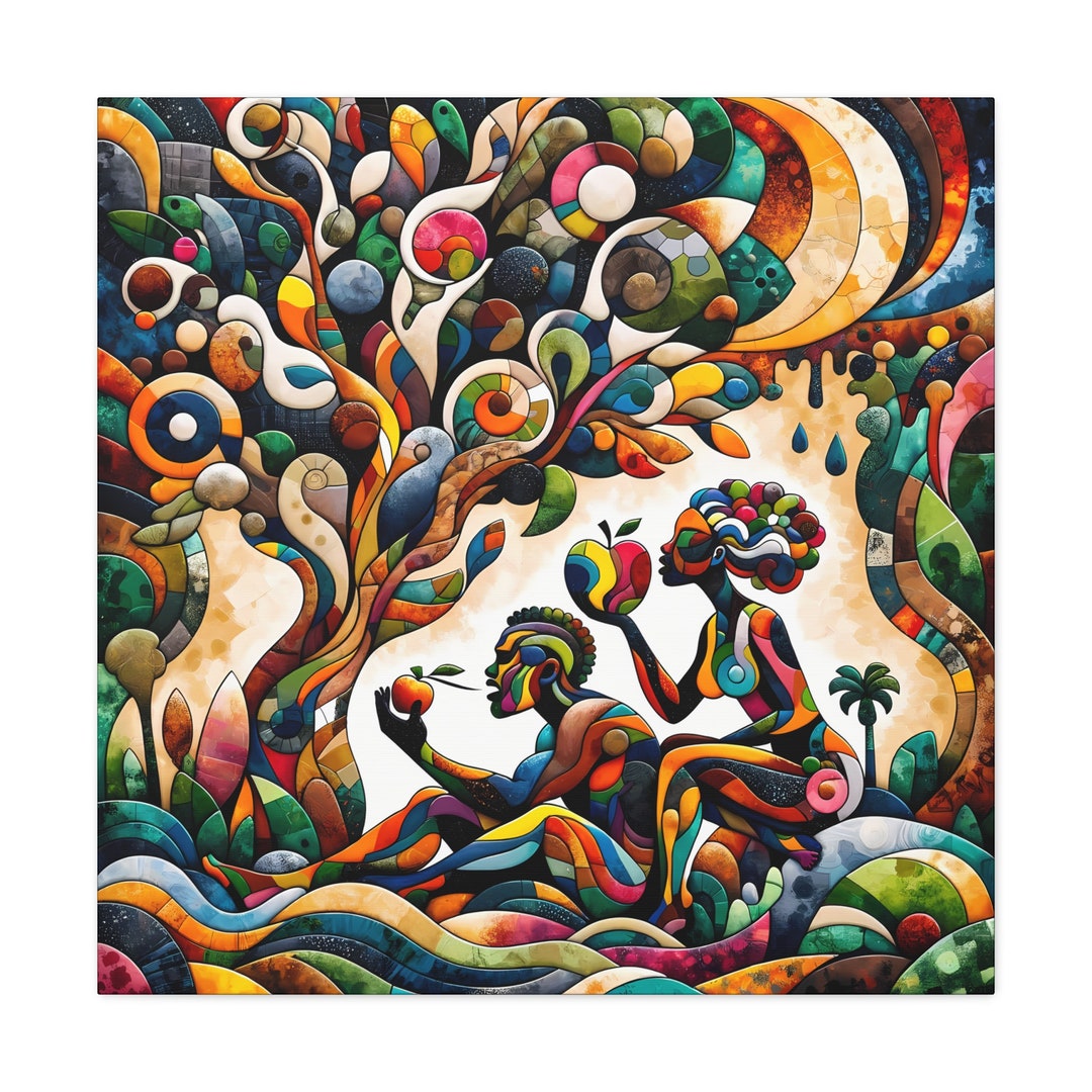 Abstract Afrocentric Adam & Eve Christian Wall Art Jesus Canvas Art ...