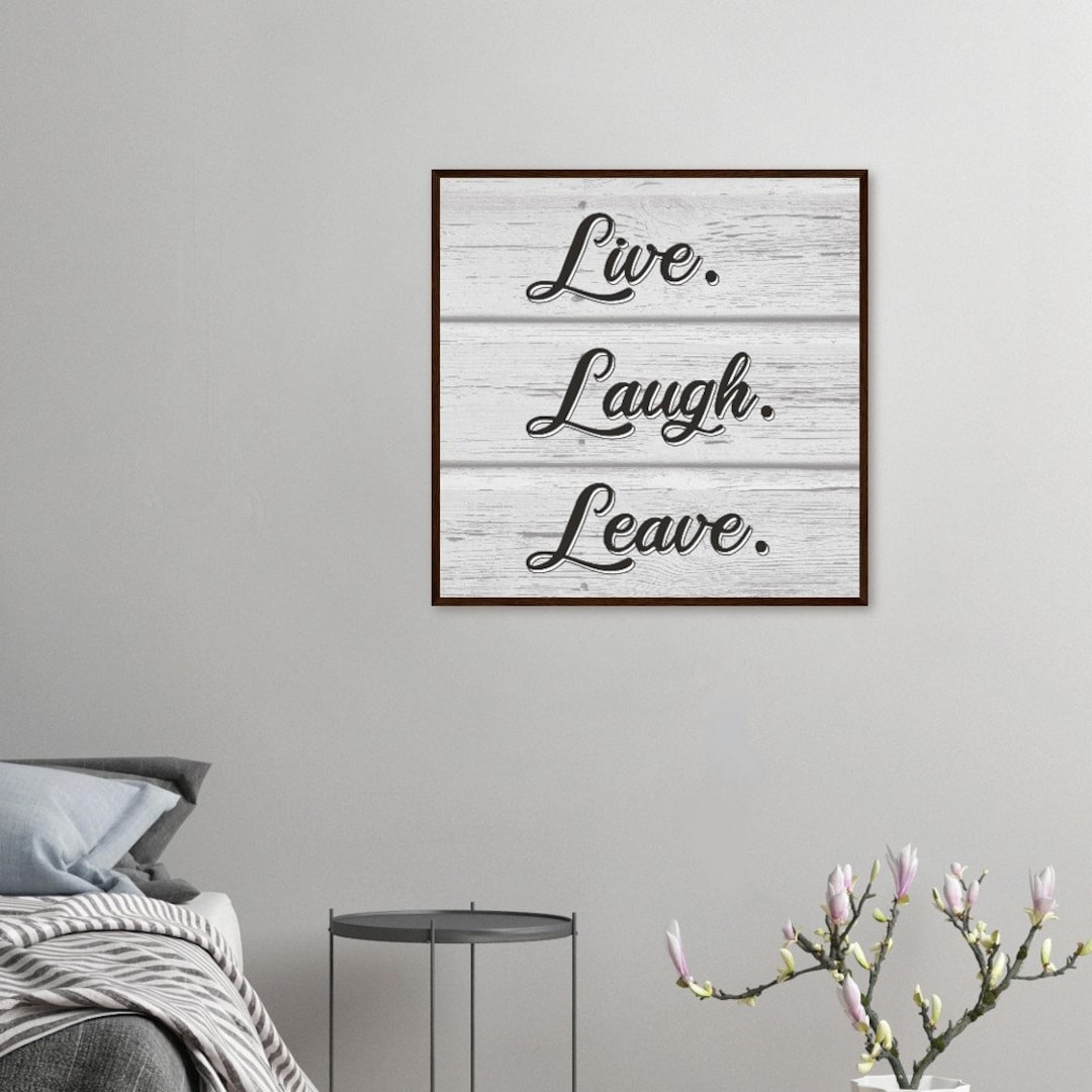 Live Laugh Love Poster Wood Frame Gift Inspirational Quote Funny Wall ...