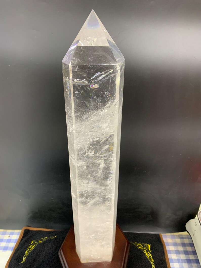 14 LB Top Natural Clear Obelisk Tower Quartz Crystal Wand Point Gift ...
