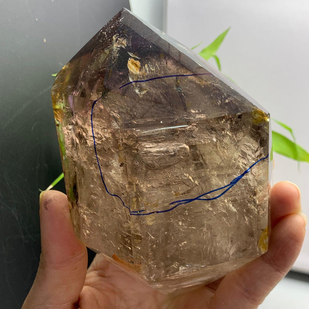 982g Rare Herkimer Diamond Enhydro Crystal &extra Large Moving Water ...