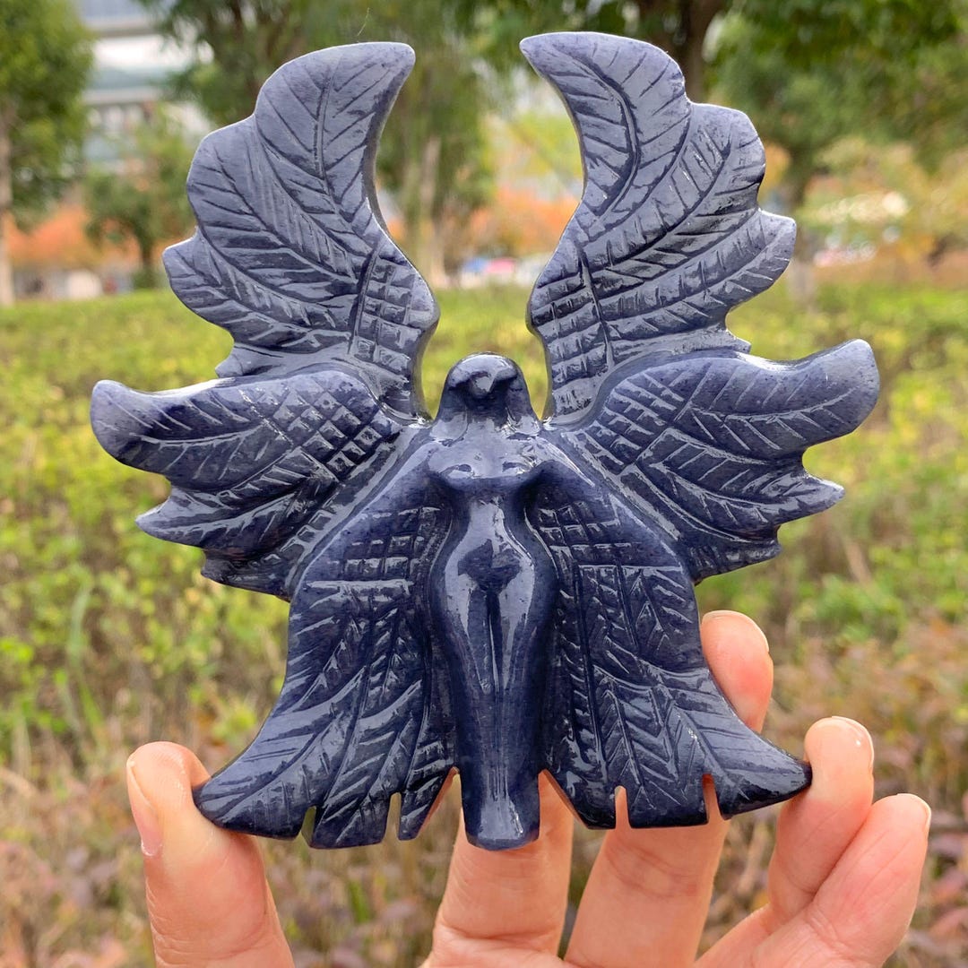 4.6 Blue Aventurine Hand Carving Six Wing Angel, Crystal Quartz Angel ...