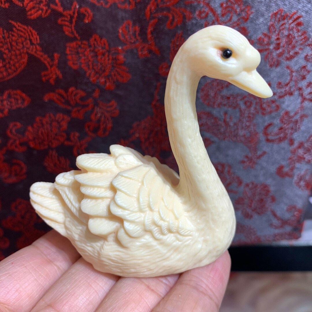 2.6 Hand Carving Tagua Nut Drag Swan, Ivory Nut Swan, Holiday Gift ...