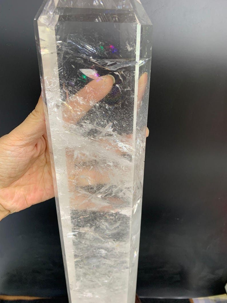 14 LB Top Natural Clear Obelisk Tower Quartz Crystal Wand Point Gift ...