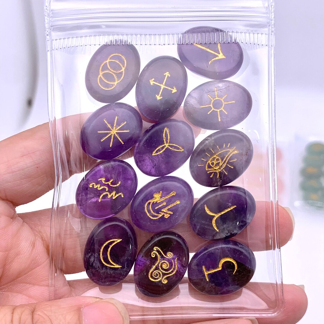 13 Witches Runes Set Magic Wicca Pagan Witchcraft Divination Atlar Tool ...