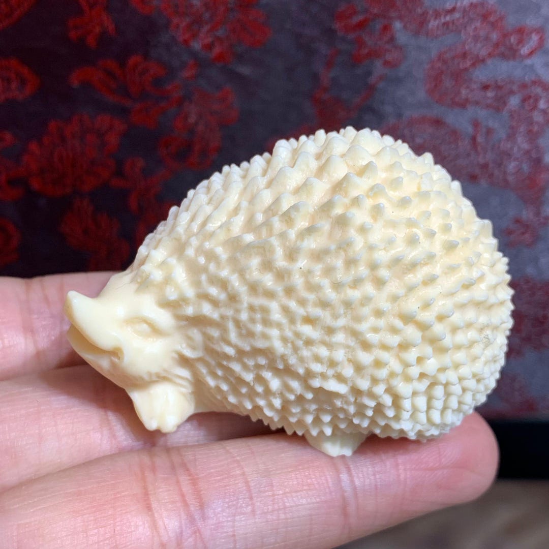 2 Hand Carving Tagua Nut Drag Hedgehog Animal Carving, Ivory Nut ...