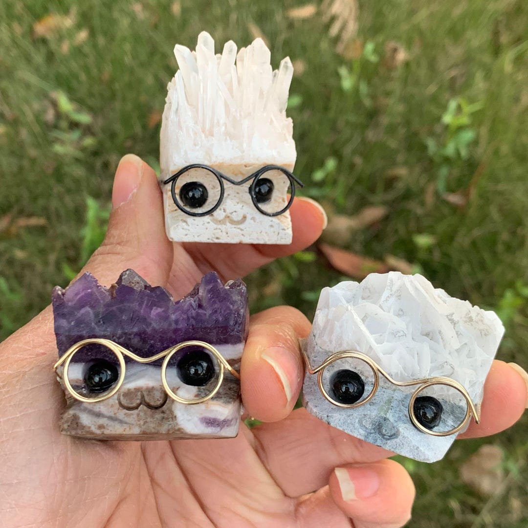 Hand Carved Smiling Hedgehog Face Cluster Mystery Crystal Buddies Rose ...
