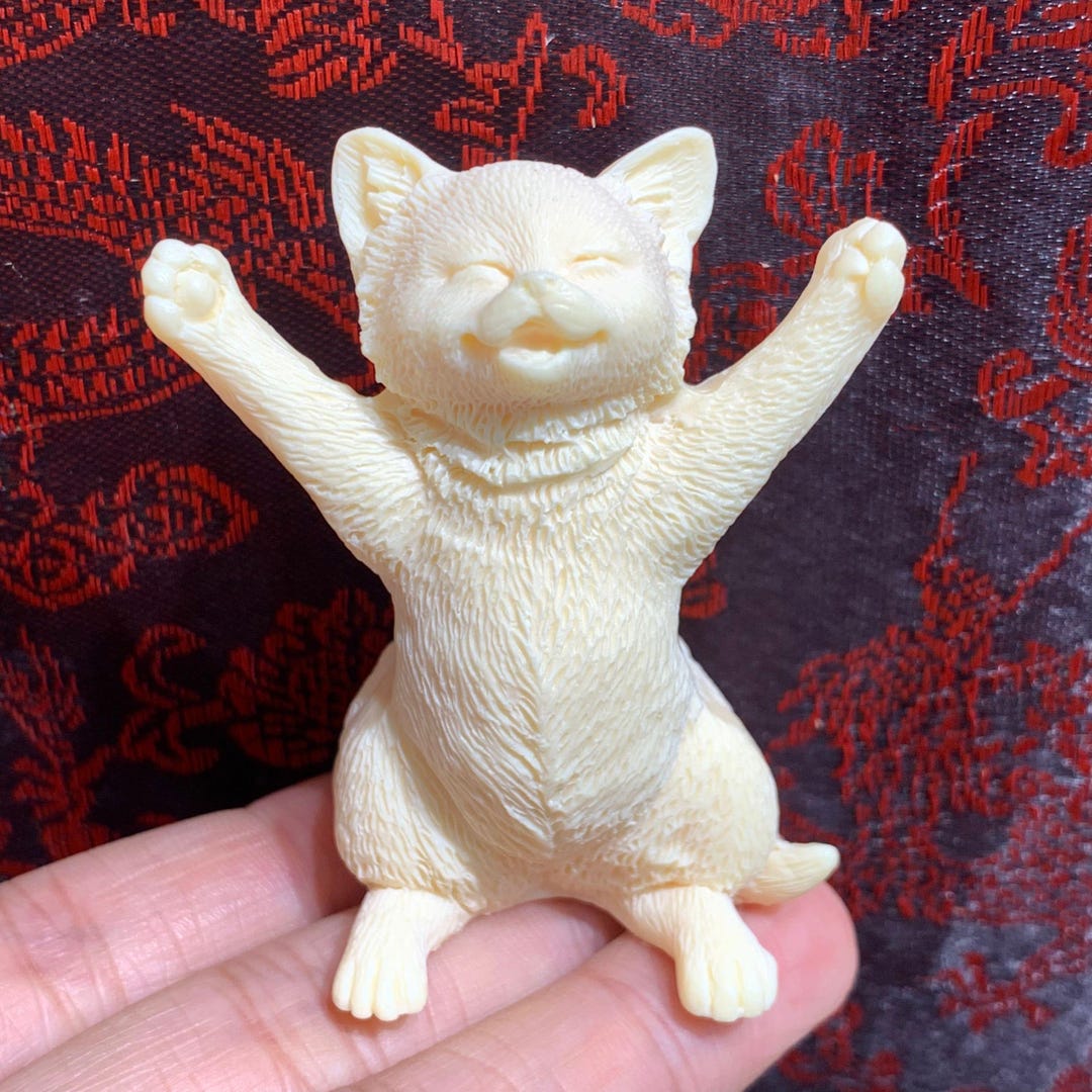 2. Hand Carving Tagua Nut Drag Cat, Ivory Nut Swan, Holiday Cat ...