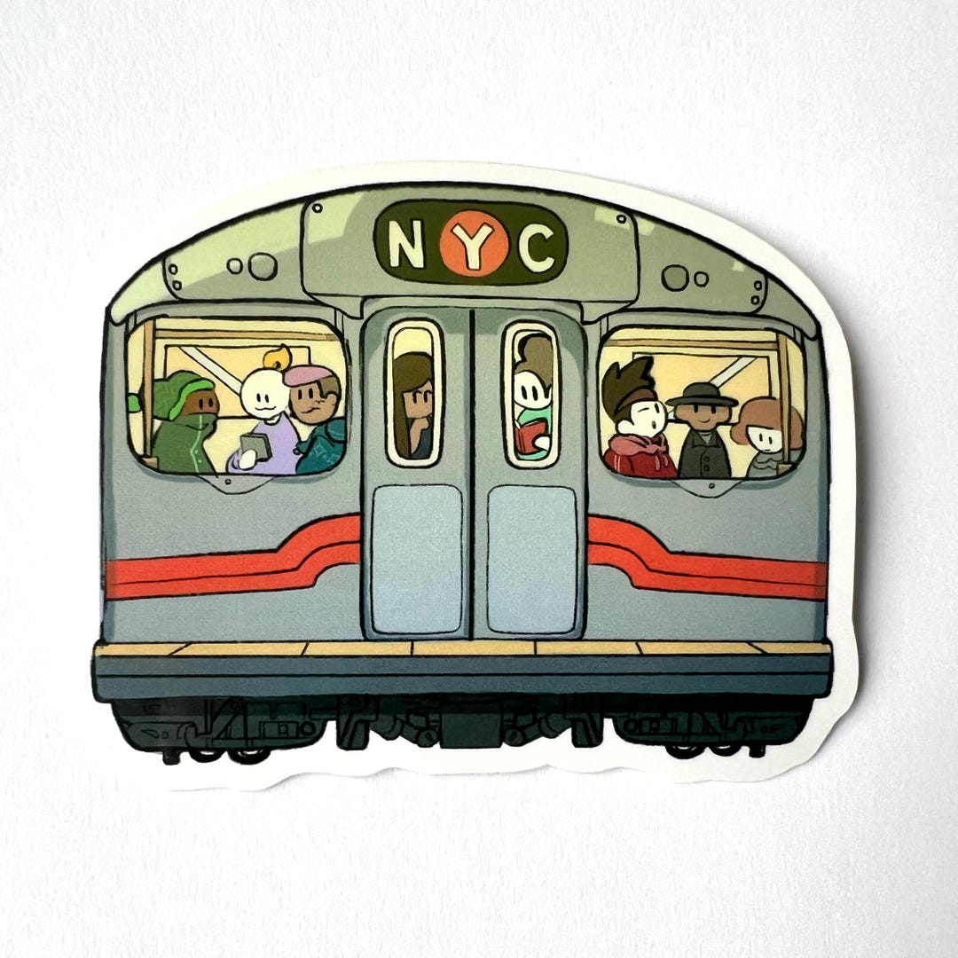 Charming NYC Subway Train Sticker - 2.5 X 2 Inches - Etsy