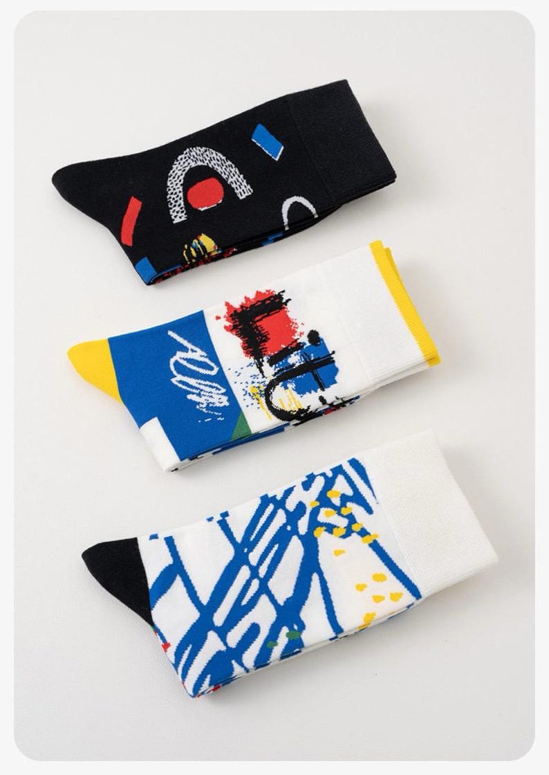 Abstract Art Socks: Modern Style Meets Everyday Comfort 3 Pairs Set - Etsy