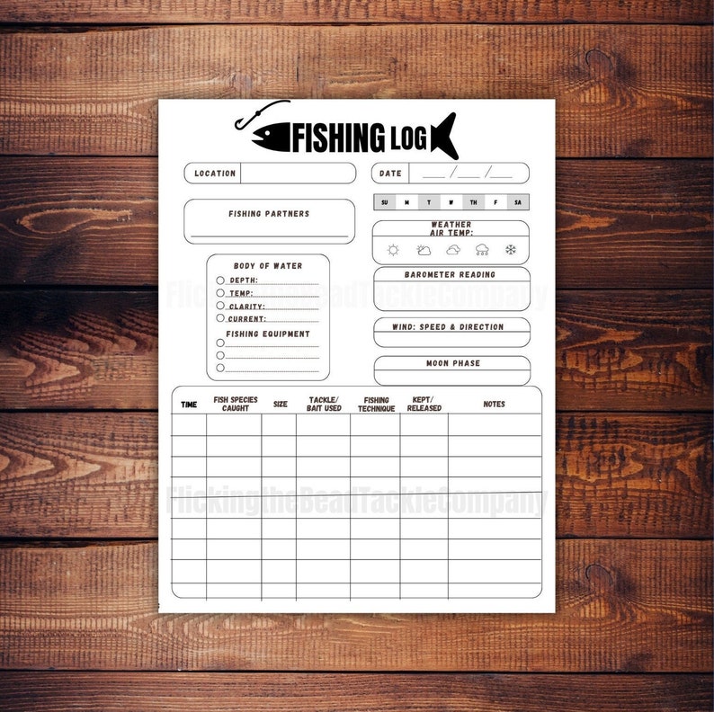 Fishing Log and Journal, Fishing Log Book Page, Fishing Catch Log ...