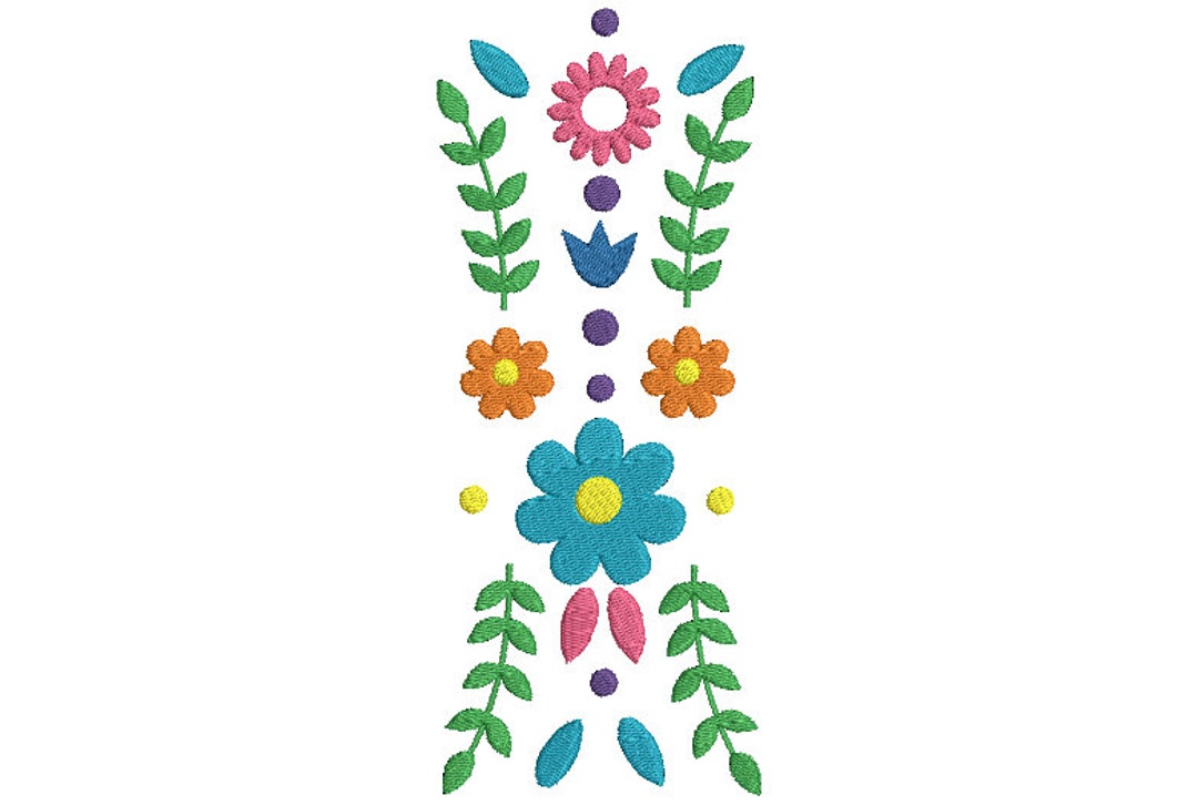 Mexican Flower Horizontal Motif + Machine Embroidery Design - Etsy