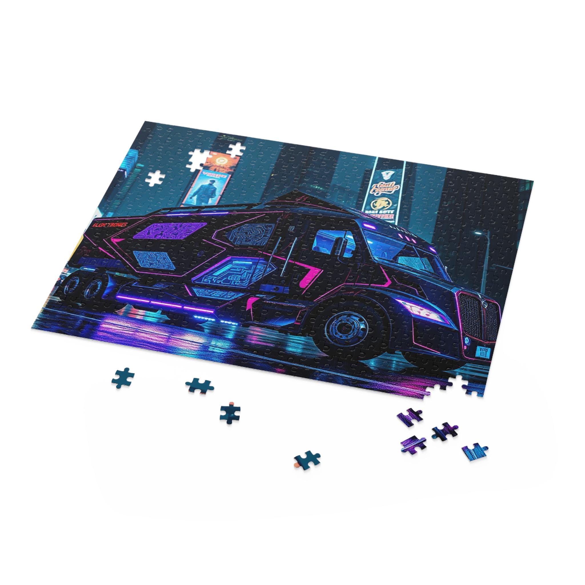 Cyberpunk Truck Puzzle 120, 252, 500 Pieces - Futuristic Neon City ...