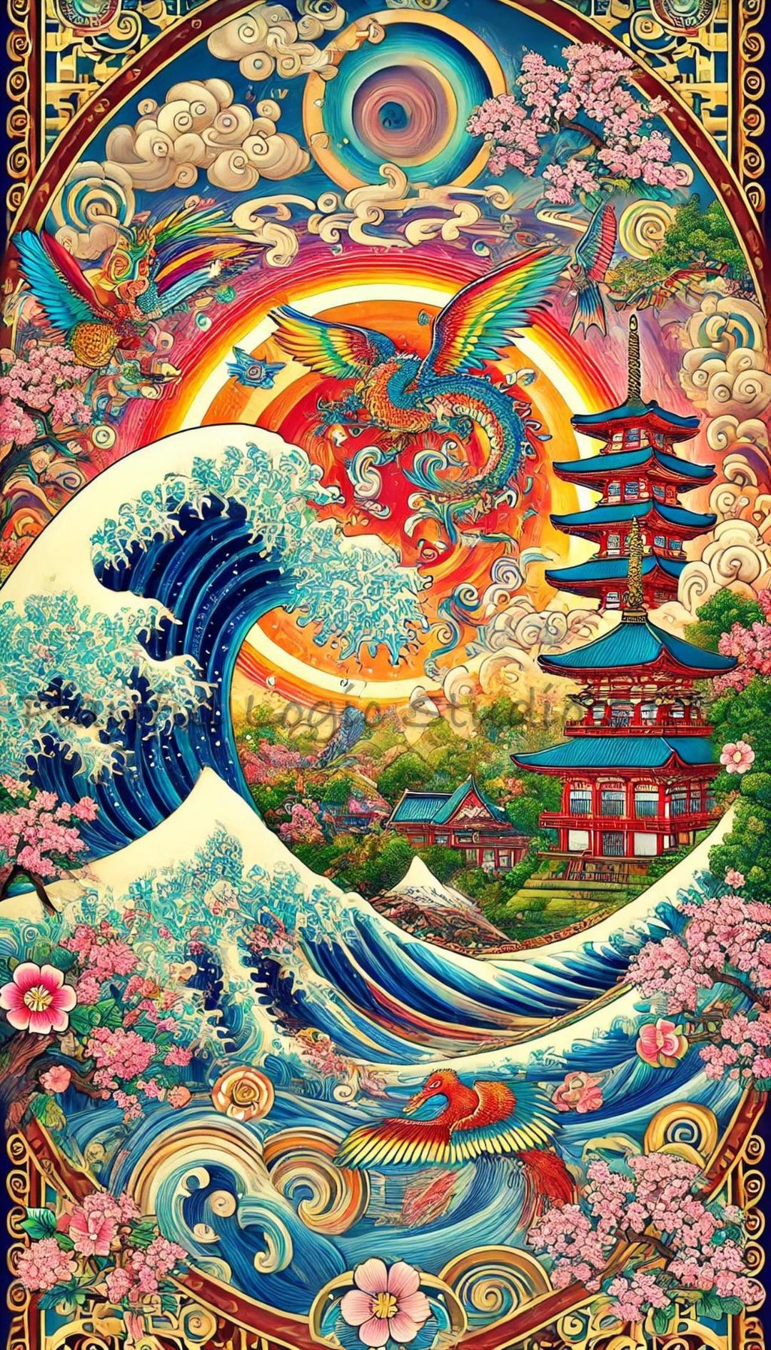 Modern Japanese Artwork - Digital Print Download for Home Decor | Wave ...