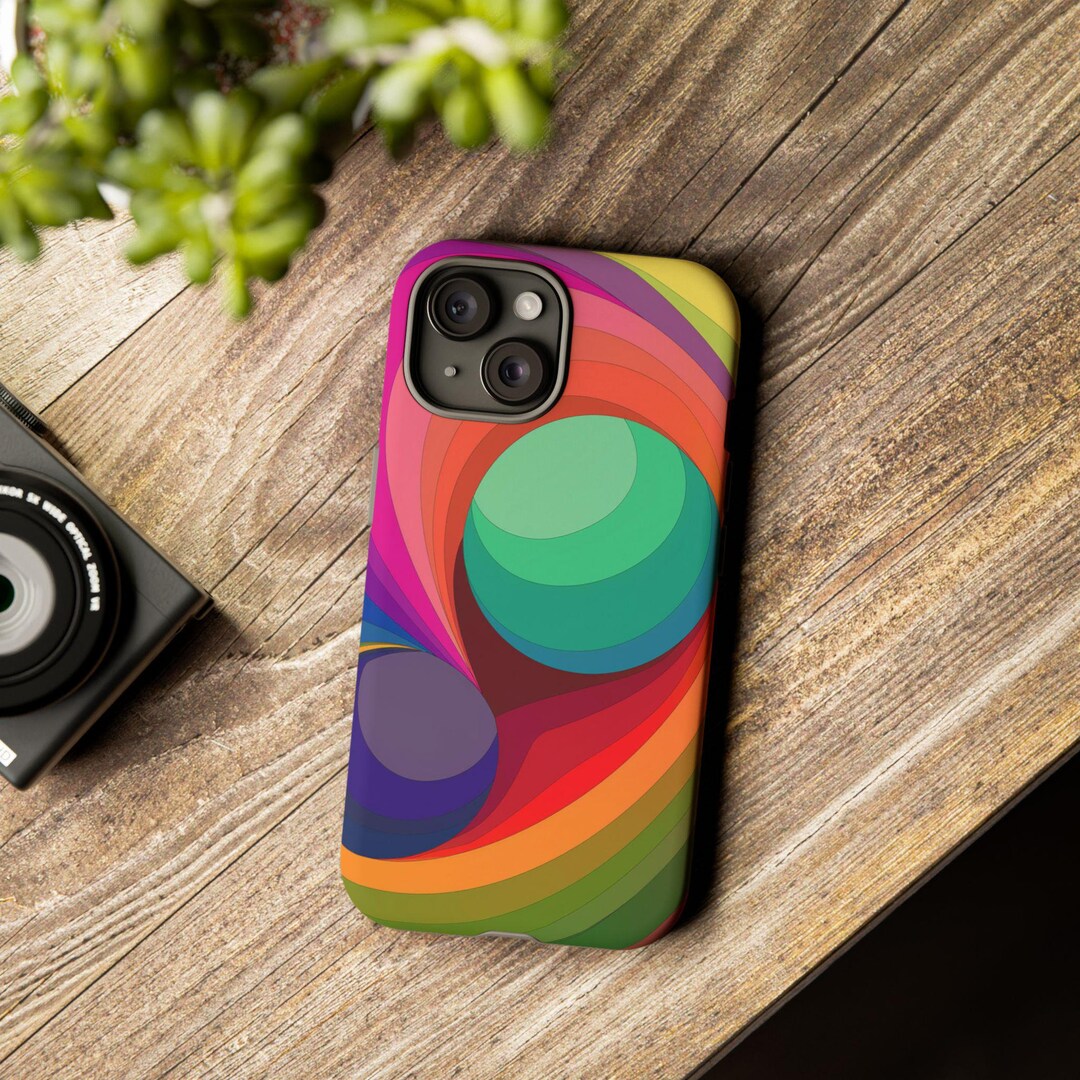 Vibrant Rainbow Swirl Phone Case Colorful Abstract Design - Protective ...