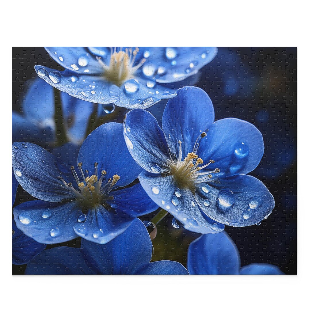 Blue Flower Puzzle - Stunning Floral Design - 120, 252, 500 Piece ...
