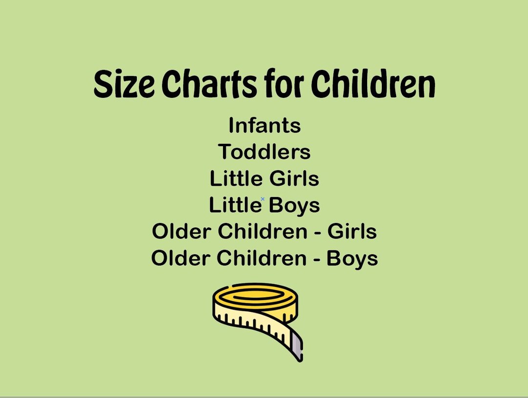 Size Charts for Children - Etsy
