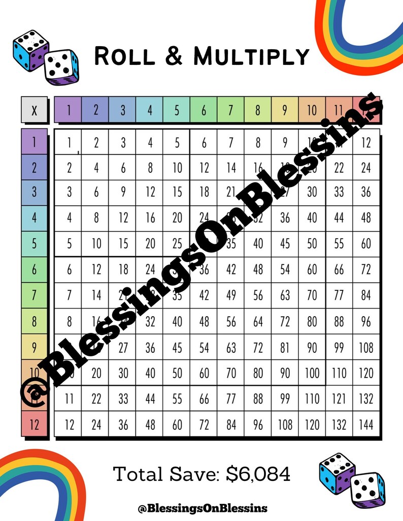 Roll & Multiply Printable Saving Challenge - Etsy