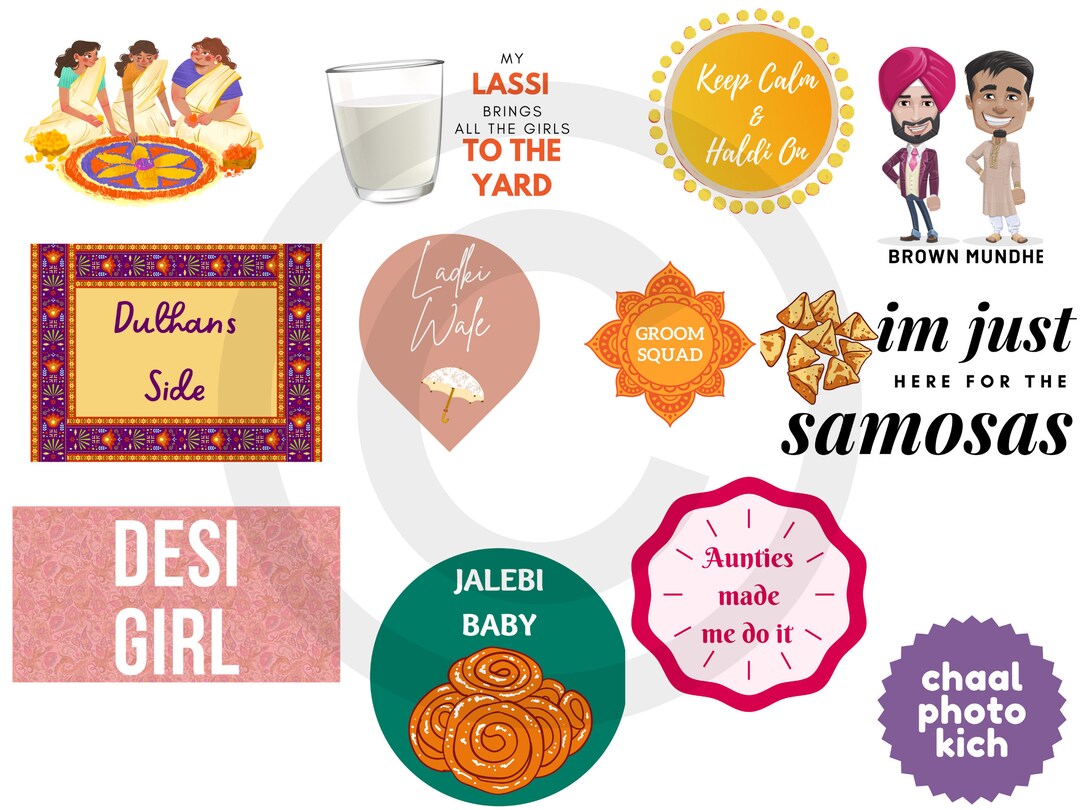 South Asian / Indian Pakistani Wedding Booth Cut Out Props (17 Pieces ...