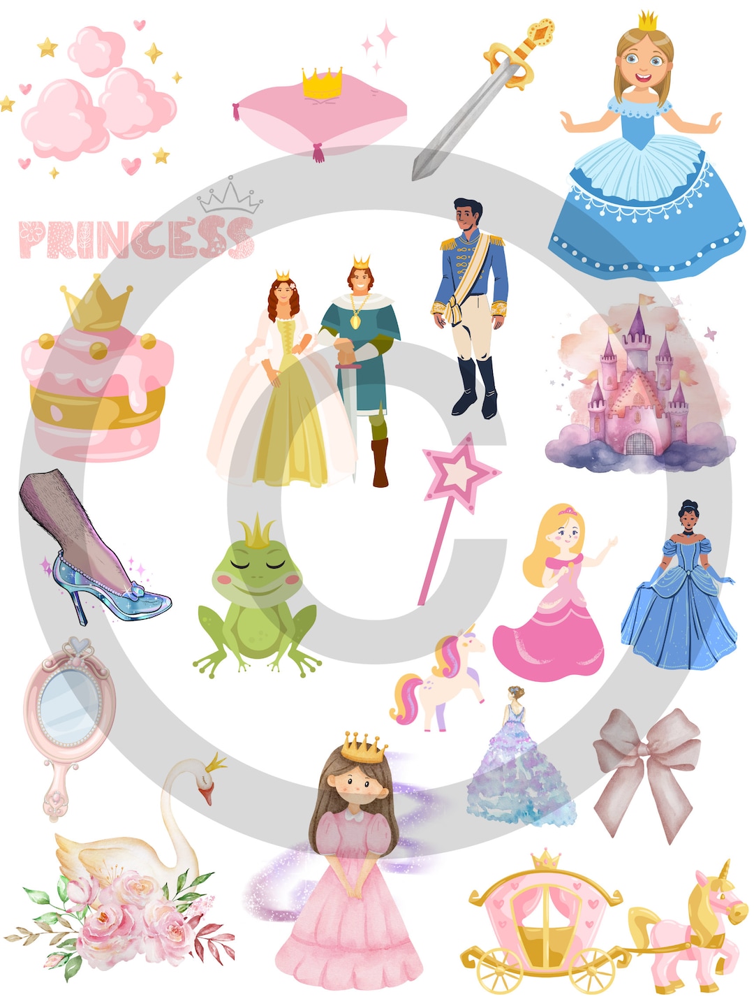 Princess Photobooth Prop Cut Out (22 Pieces) - Etsy