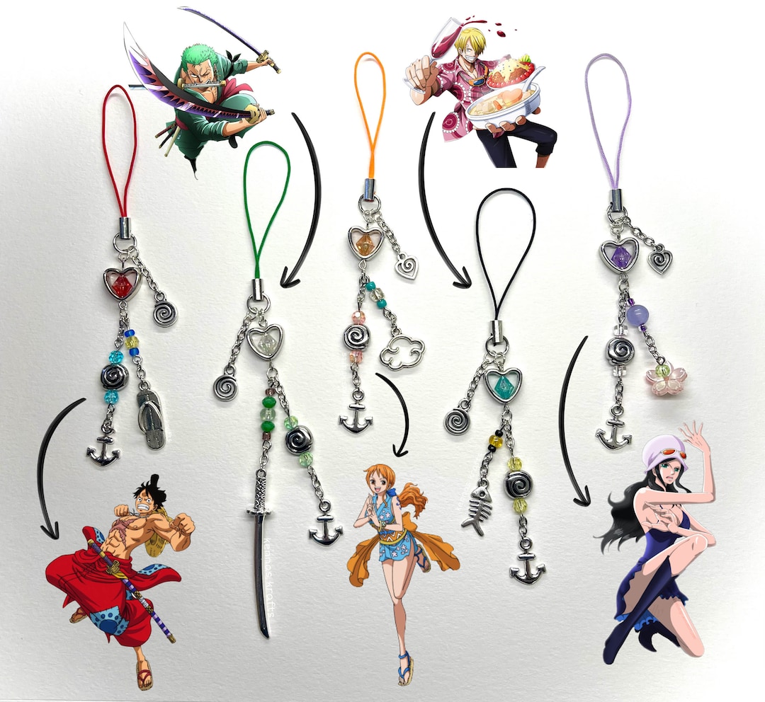One Piece Anime Manga Phone Charm Accessory, Monkey D Luffy, Roronoa ...