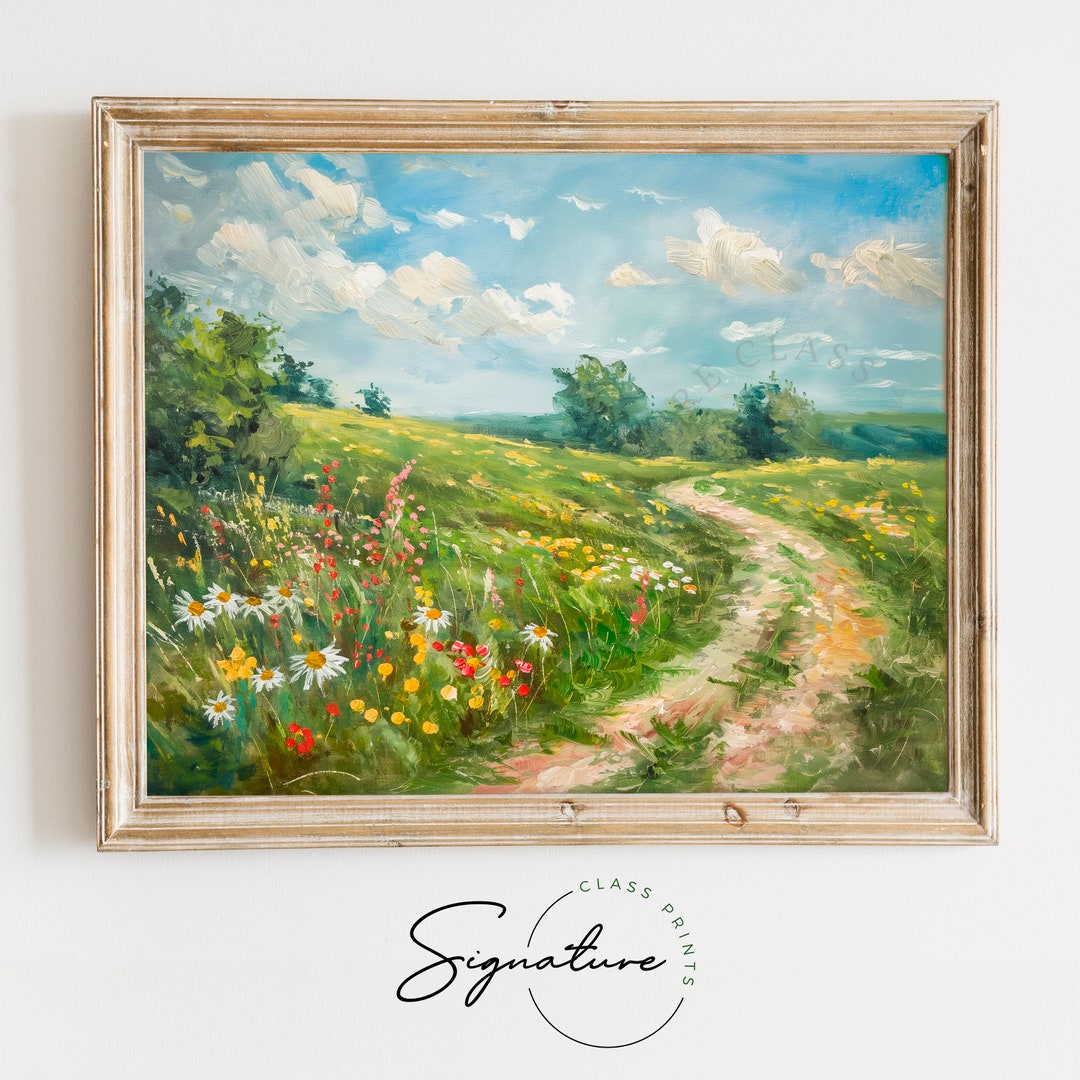 Printable Wildflowers by a Quiet Country Road Serene Meadow Scene ...