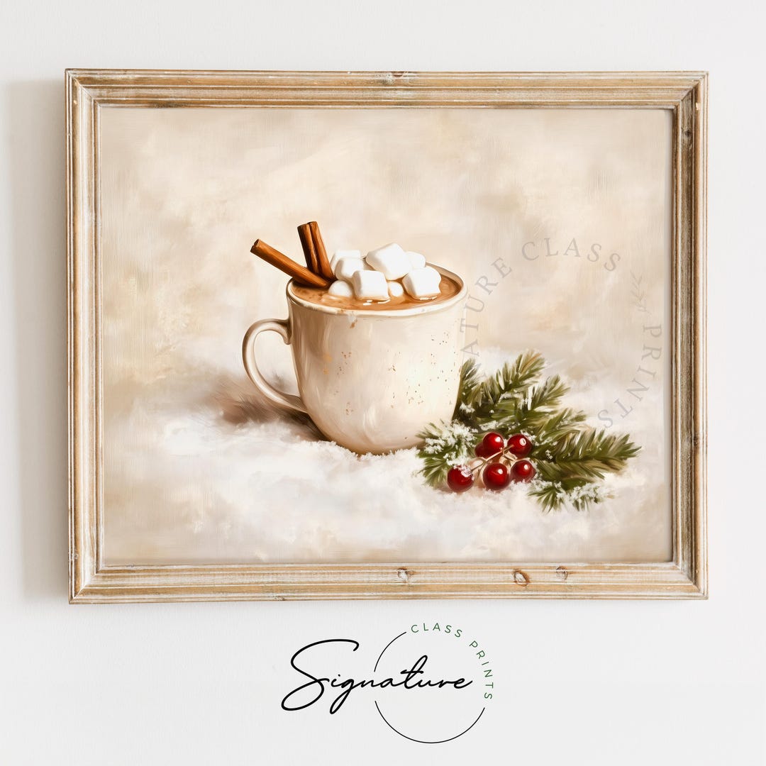 Cozy Hot Cocoa With Marshmallows - Christmas Kitchen Wall Art, Festive ...