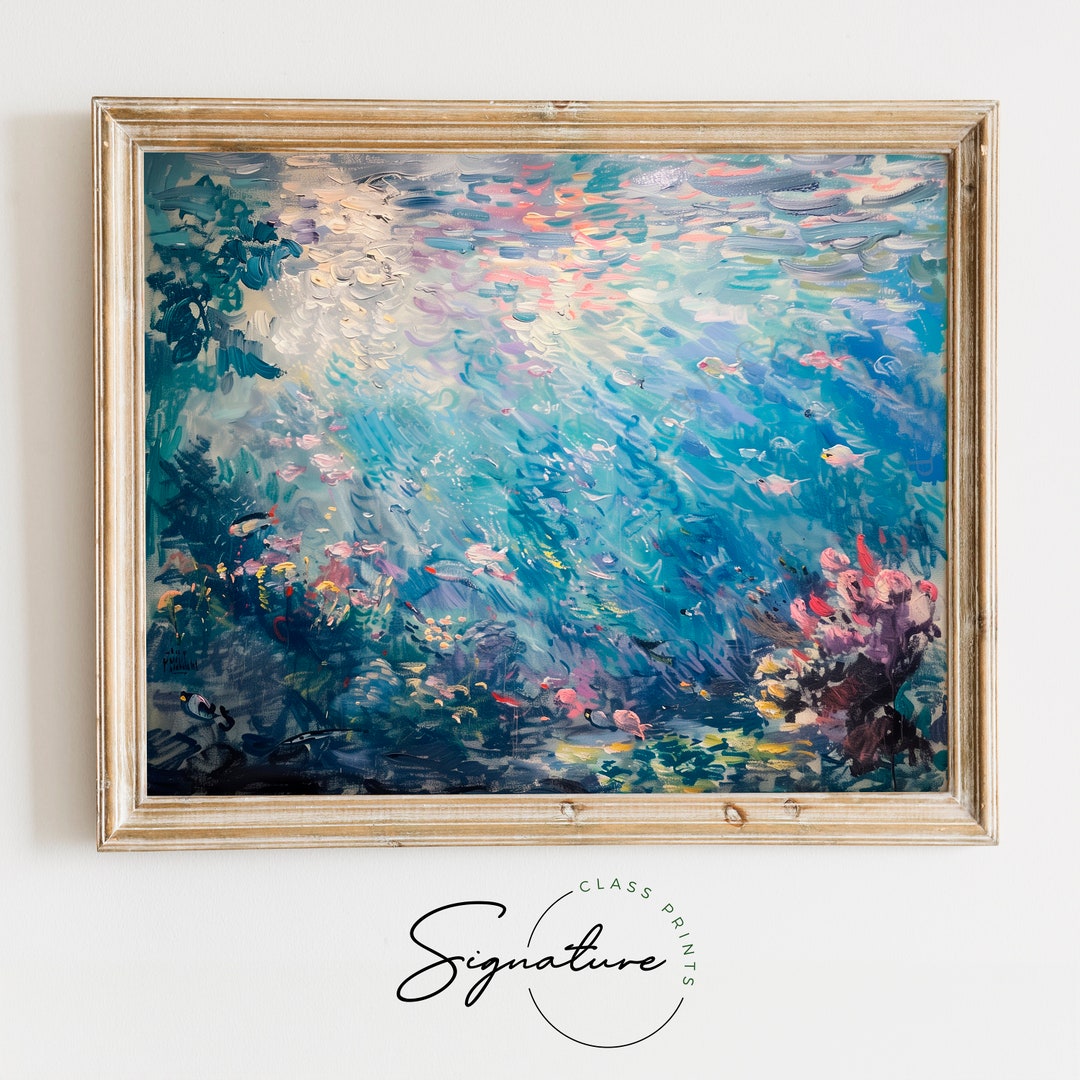 Printable Underwater Seascape Painting - Vibrant Ocean Life, Colorful ...