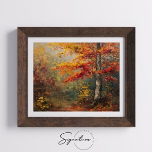 Printable Autumn Beech Tree Painting - Vibrant Fall Foliage Art, Rustic ...