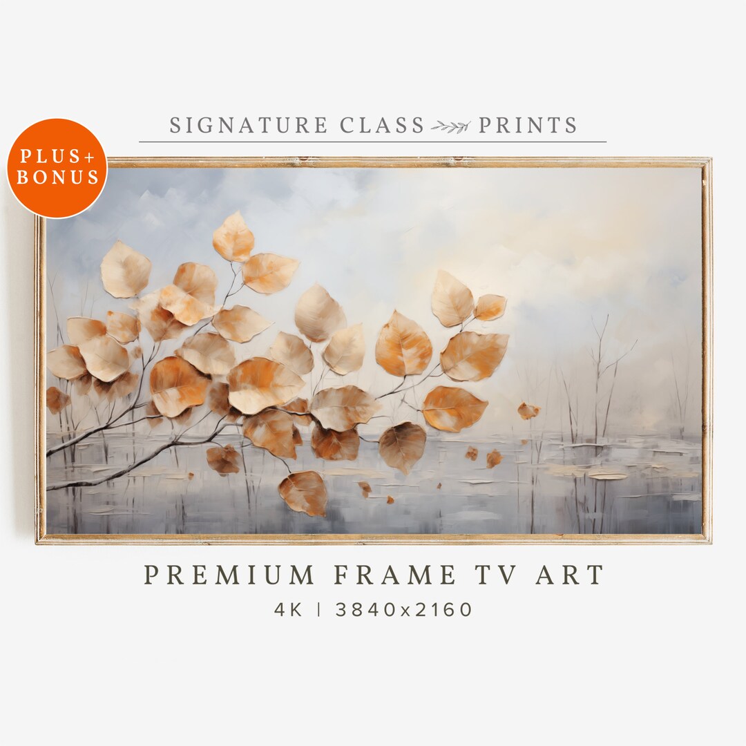4K Digital Artwork for Frame TV, Autumn Leaves Over Water Scene ...