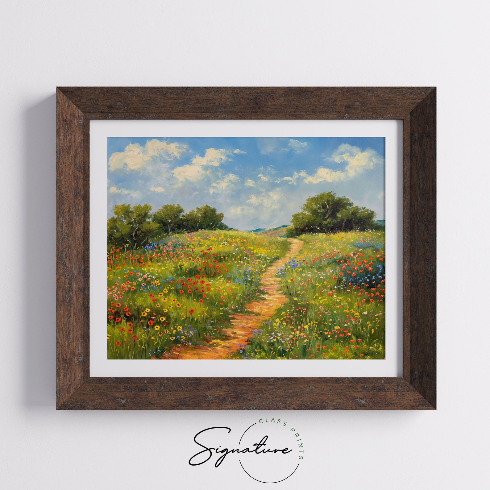 Printable Wildflower Field Painting - Country Path Artwork, Rustic ...