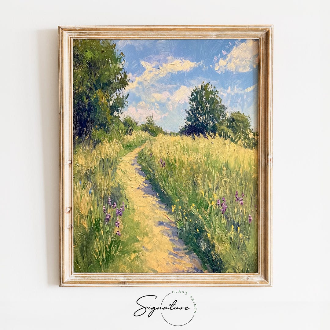 Printable Path Through Grassy Field - Vintage Summer Landscape, Rustic ...