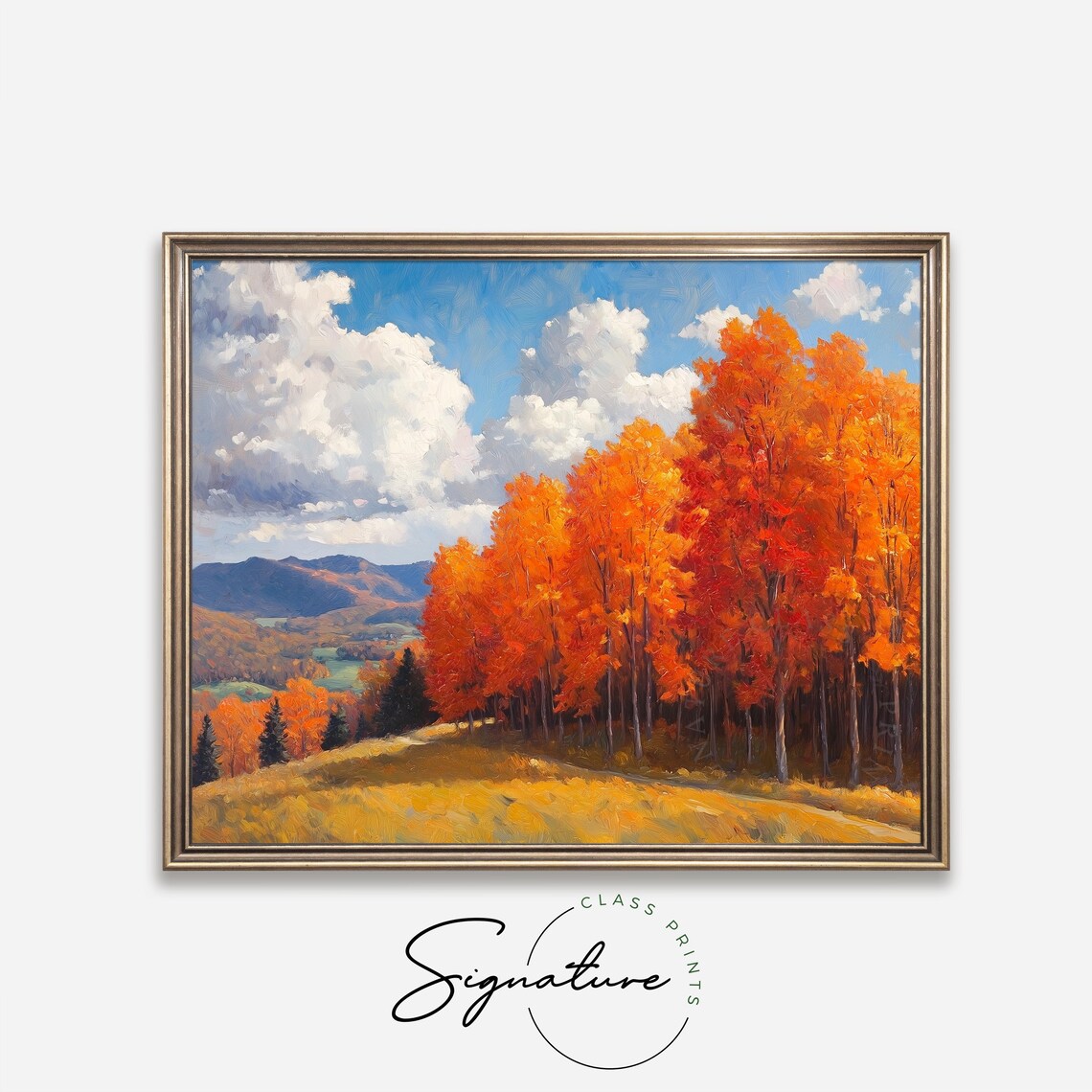Autumn Maple Trees in Vermont Painting, Warm Fall Landscape, Earthy ...