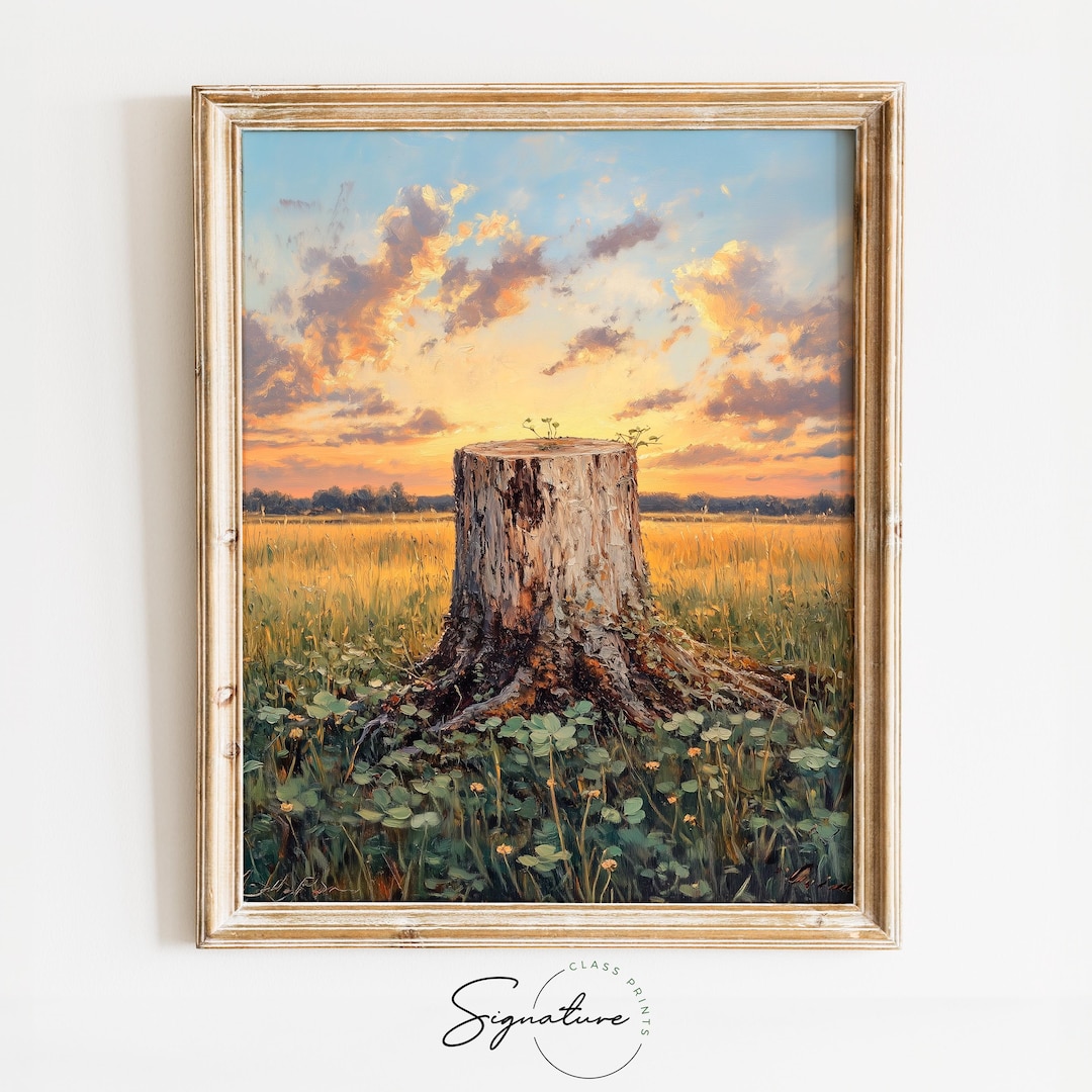 Rustic Tree Stump Printable Wall Art - Vintage Nature Scene, Earthy ...