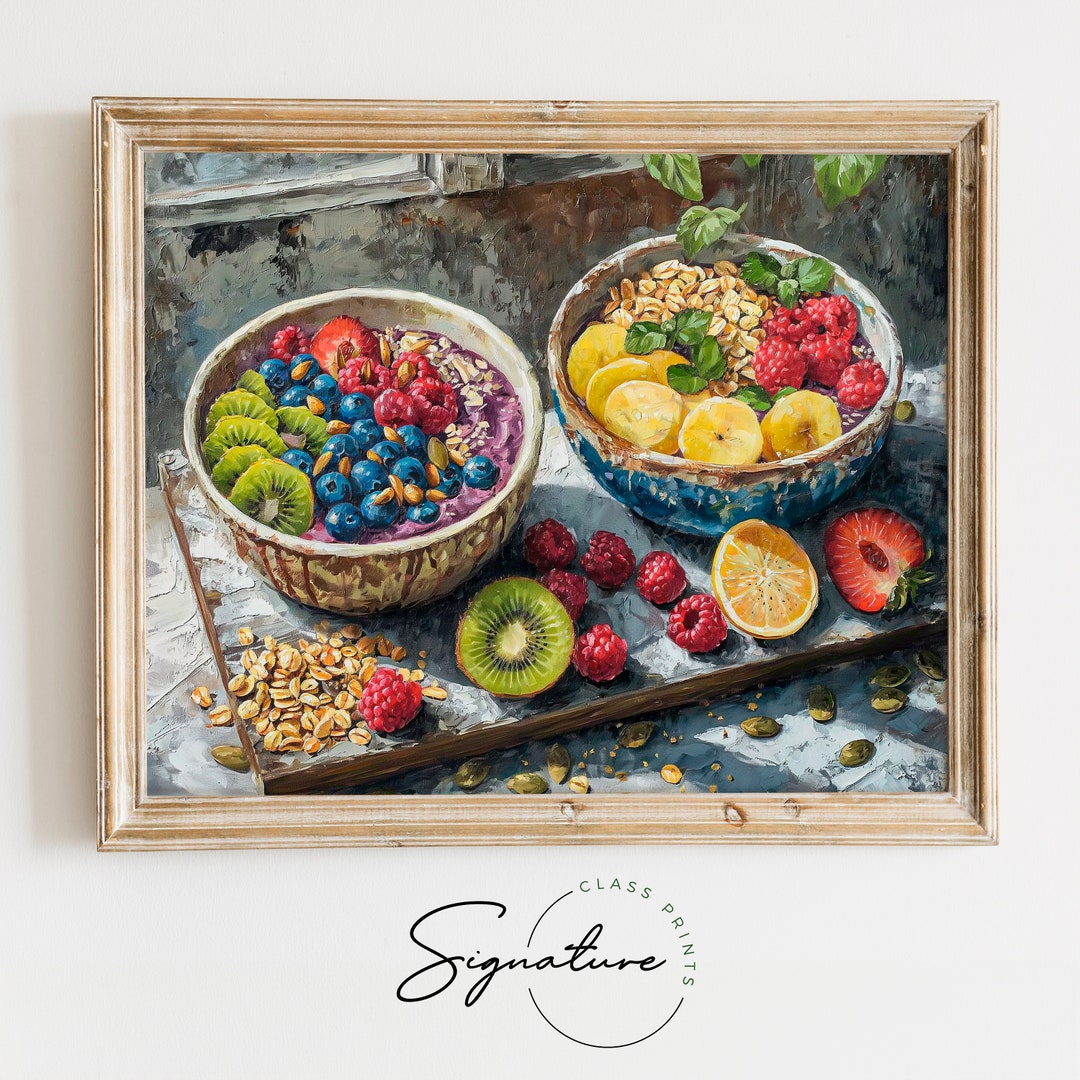 Summer Printable Acai Bowl Painting, Vibrant Café Table Artwork ...