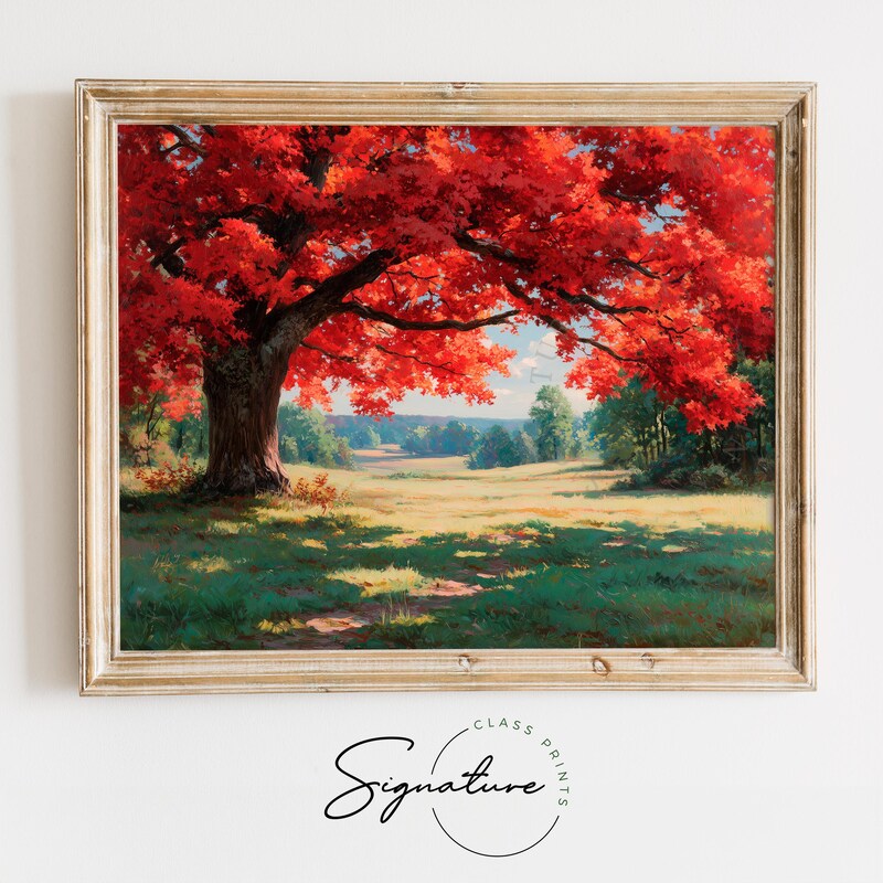 Red Tree Painting - Etsy
