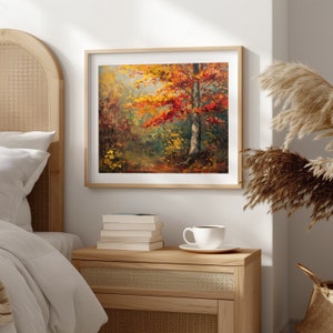 Printable Autumn Beech Tree Painting - Vibrant Fall Foliage Art, Rustic ...