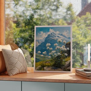Printable Alpine Meadow Painting - Edelweiss in Bloom, Mountain ...