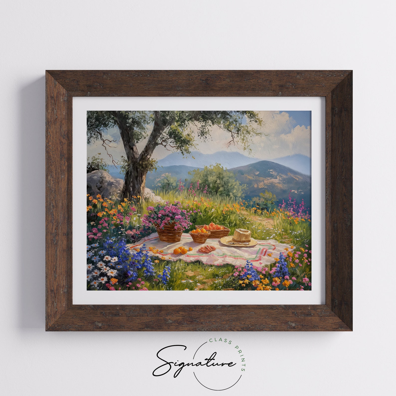 Printable Wildflower Picnic Scene - Summer Flowers Artwork, Serene ...