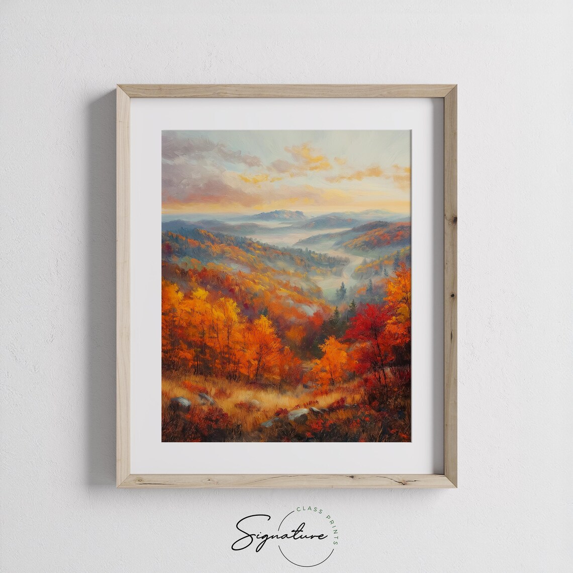 Printable Autumn Mountain Landscape Painting - Vintage Fall Hillside ...