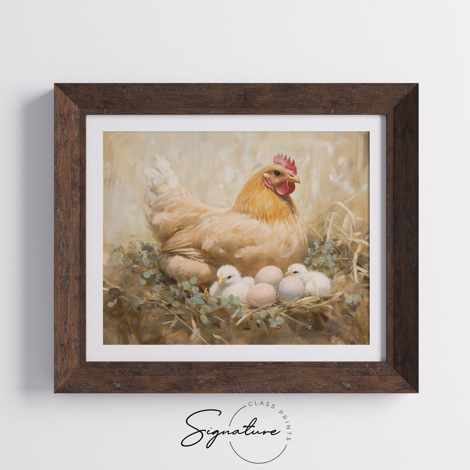 Protective Hen With Baby Chicks - Easter Printable, Vintage Farmhouse ...