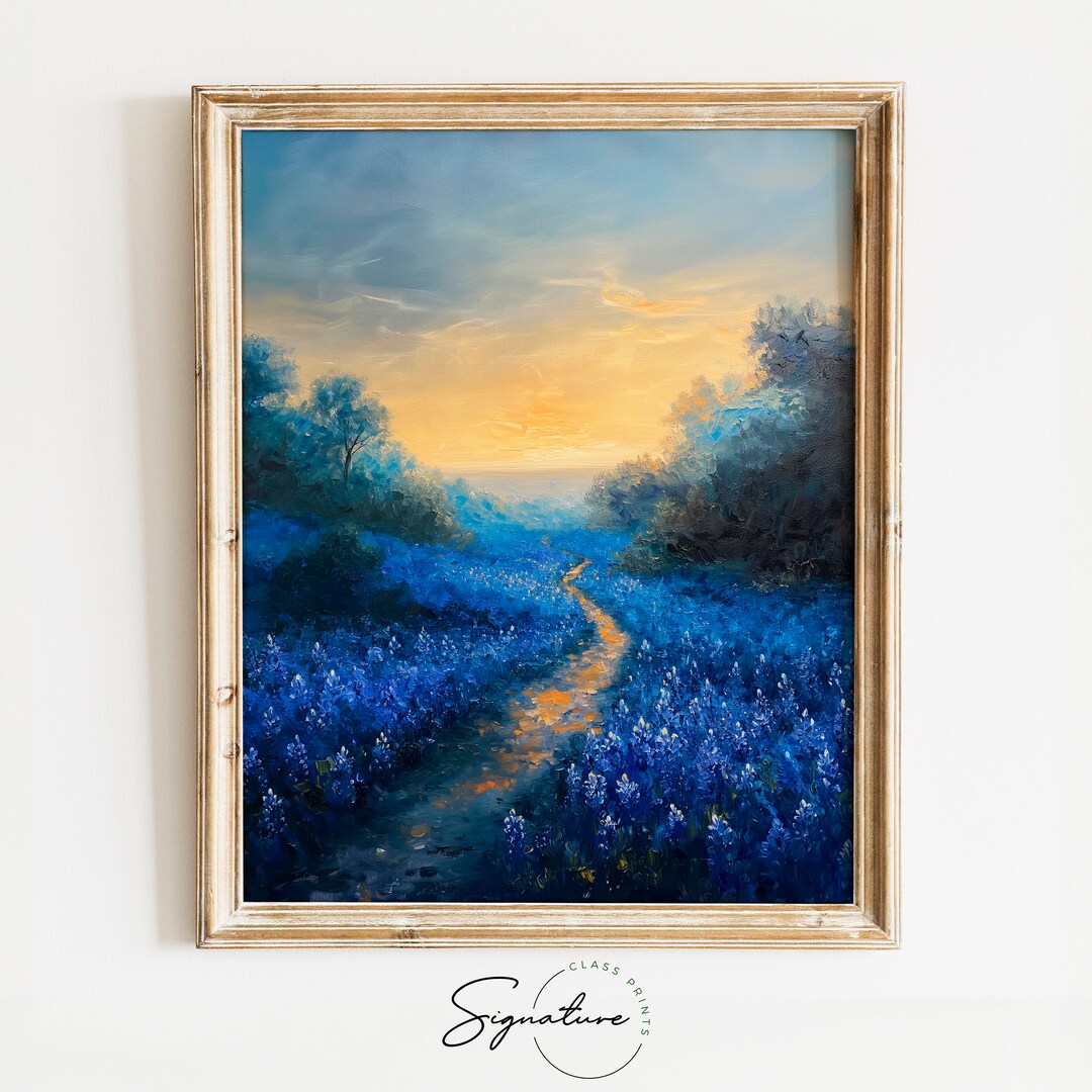 Printable Sunrise Over Bluebonnet Field Painting Morning Light in ...