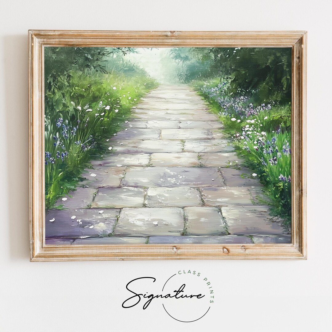 Stone Path Through a Garden in Spring Rain - Spring Printable ...