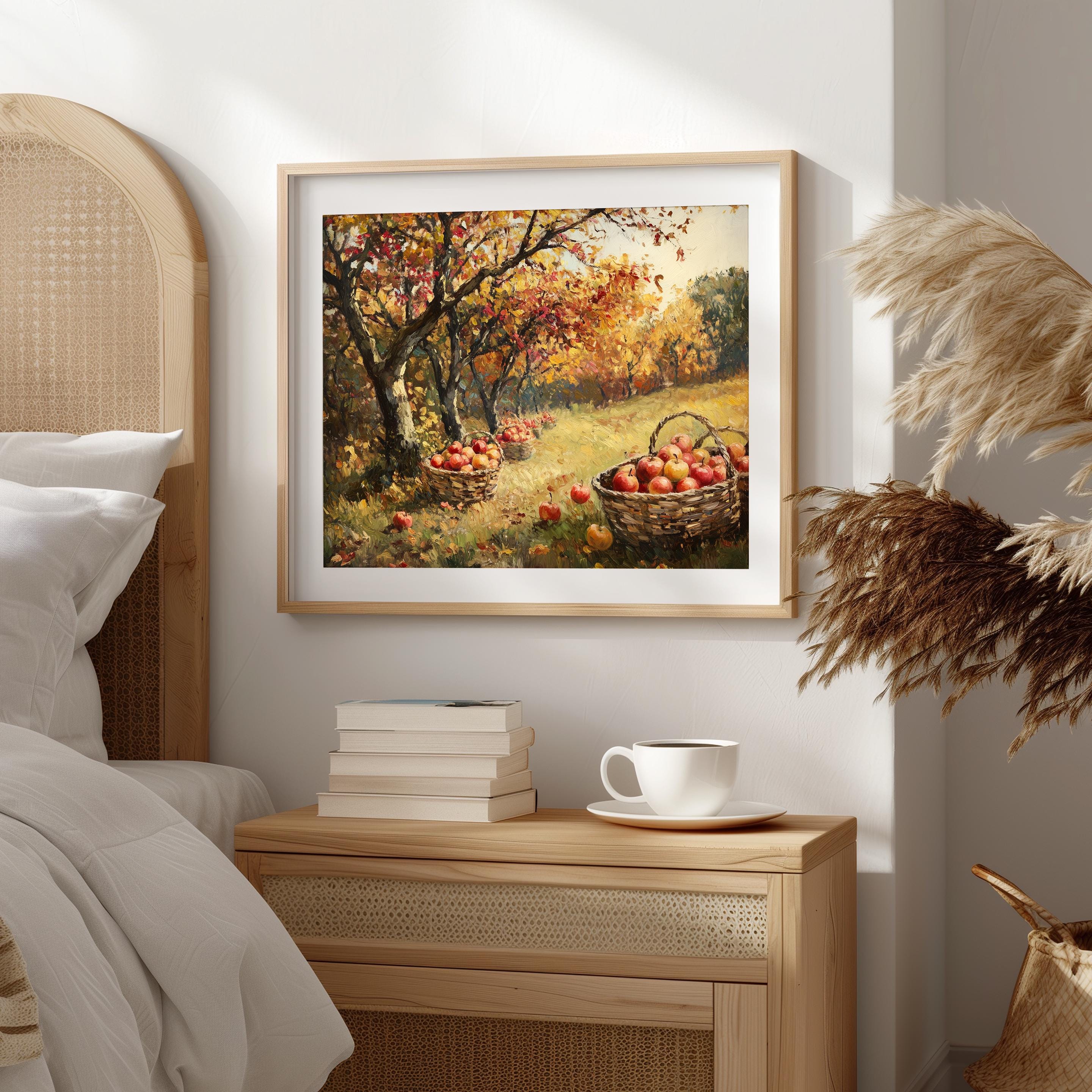 Printable Apple Orchard After Harvest - Rustic Autumn Farm Artwork ...