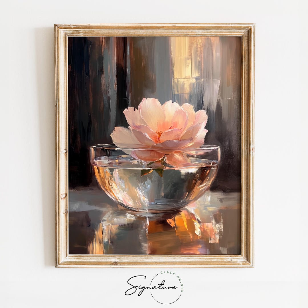 Vintage Still Life of Figural Glass Bowl - Oil Painting, Classic Home ...