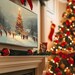 Neighbors Decorating a Christmas Tree - Festive Winter Scene With Snowy ...